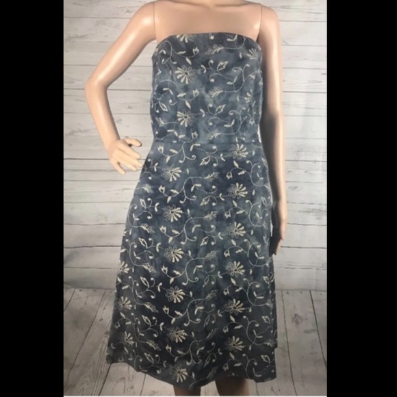zinc | Dresses | Strapless Chambray Dress | Poshmark